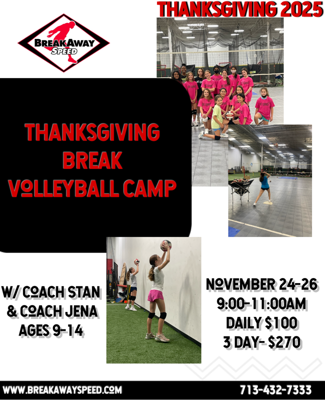 Thanksgiving Break Volleyball Camp – BreakAway Speed Sports Training